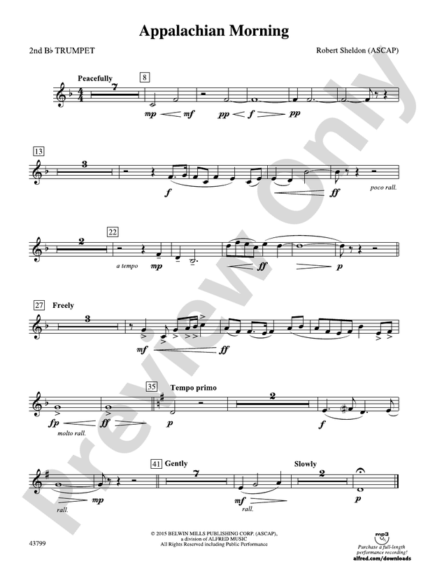 Appalachian Morning: 2nd B-flat Trumpet: 2nd B-flat Trumpet Part ...