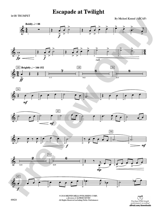 Escapade at Twilight: 1st B-flat Trumpet: 1st B-flat Trumpet Part ...