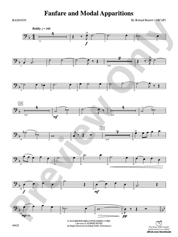Fanfare And Modal Apparitions Bassoon Bassoon Part Digital Sheet
