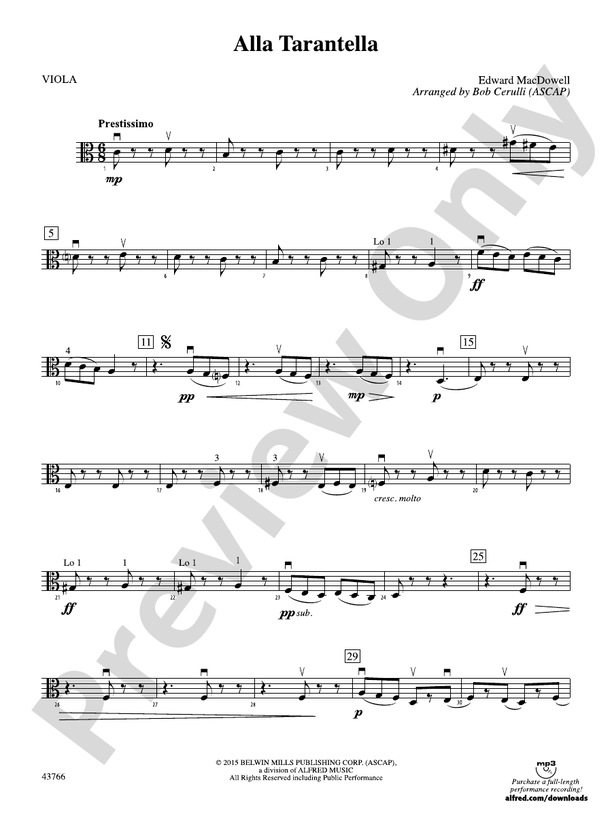 Alla Tarantella: Viola: Viola Part - Digital Sheet Music Download