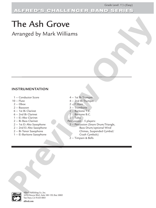 The Ash Grove: Concert Band Conductor Score & Parts - Digital Sheet ...