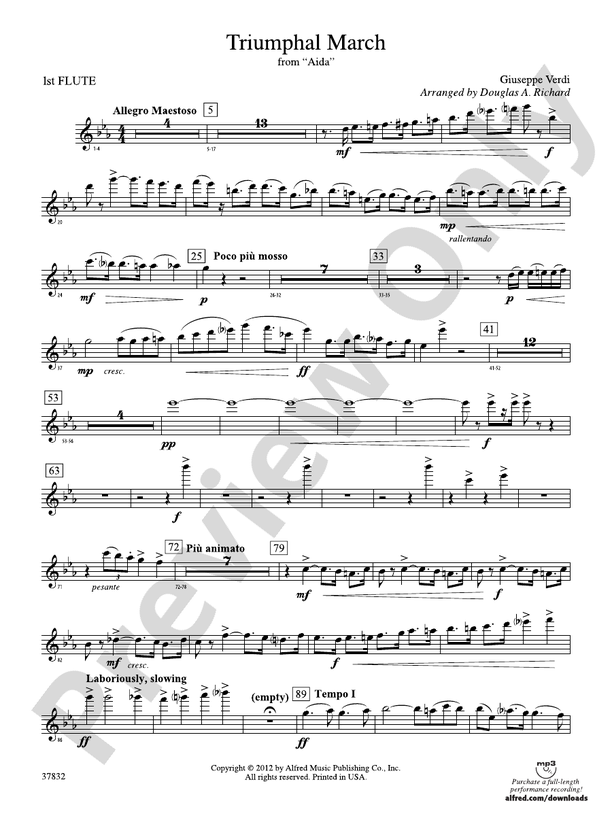 Triumphal March (from Aida): Flute: Flute Part - Digital Sheet Music ...