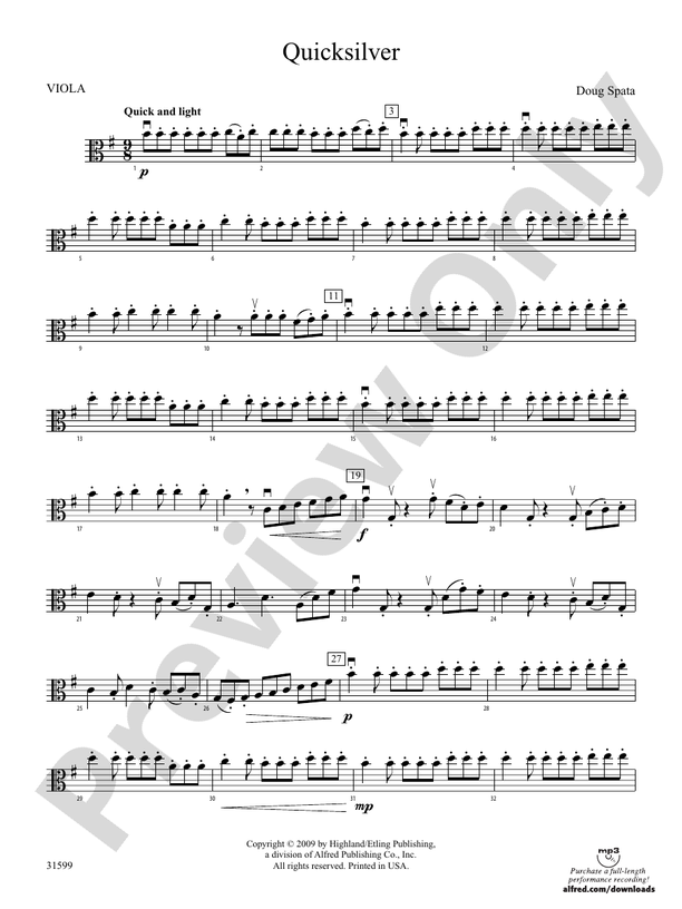 Quicksilver: Viola: Viola Part - Digital Sheet Music Download