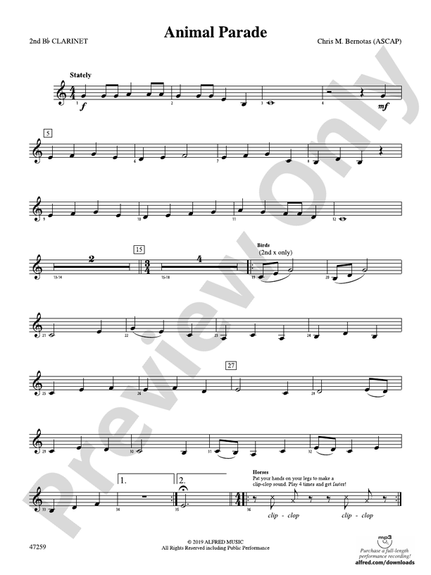 Animal Parade: 2nd B-flat Clarinet: 2nd B-flat Clarinet Part - Digital ...