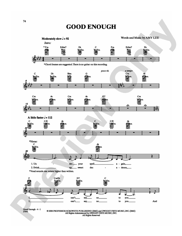 Good Enough: Guitar TAB: Evanescence - Digital Sheet Music Download