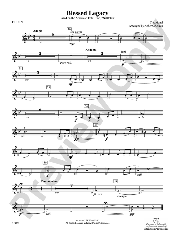 Blessed Legacy: 1st F Horn: 1st F Horn Part - Digital Sheet Music Download