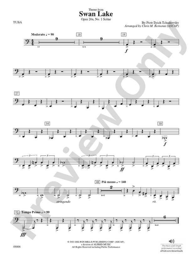 Theme from Swan Lake: Tuba: Tuba Part - Digital Sheet Music Download