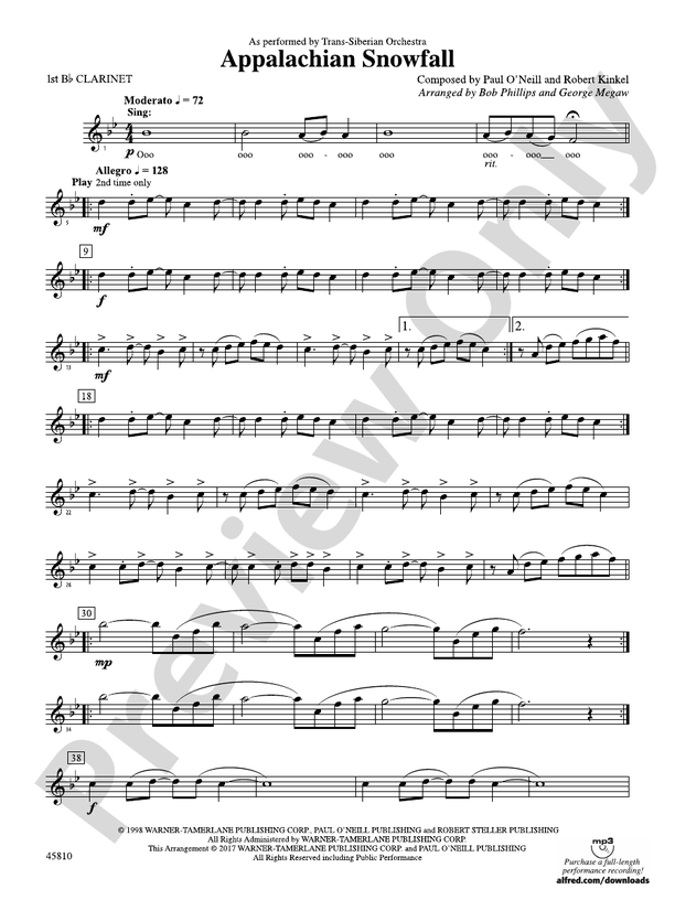 Appalachian Snowfall: 1st B-flat Clarinet: 1st B-flat Clarinet Part ...