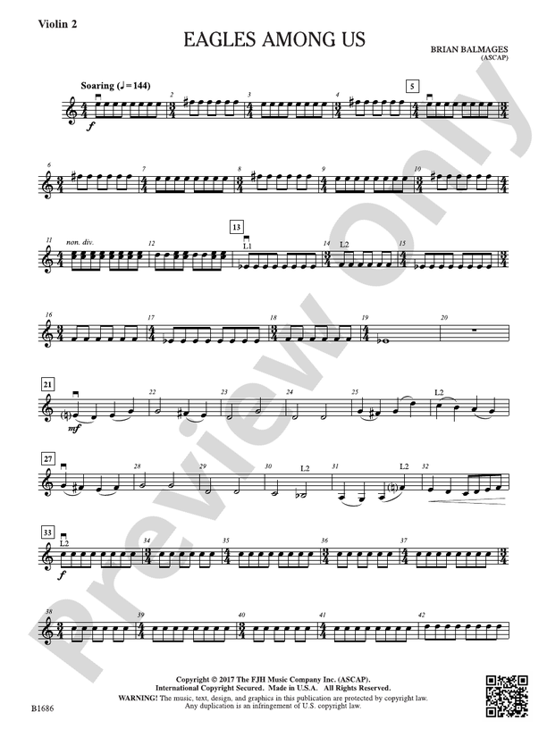 Eagles Among Us: Violin 2: Violin 2 Part: Brian Balmages - Digital ...