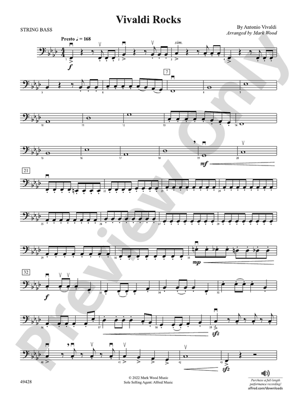 Vivaldi Rocks: String Bass: String Bass Part - Digital Sheet Music Download