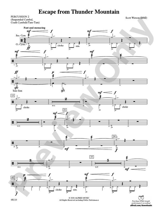 Escape from Thunder Mountain: 2nd Percussion: 2nd Percussion Part ... Escape from Thunder Mountain: 2nd Percussion: 2nd Percussion Part ...