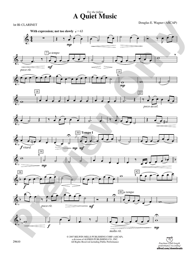 A Quiet Music: 1st B-flat Clarinet: 1st B-flat Clarinet Part - Digital ...