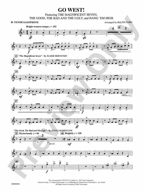 Go West!: B-flat Tenor Saxophone: B-flat Tenor Saxophone Part - Digital ...