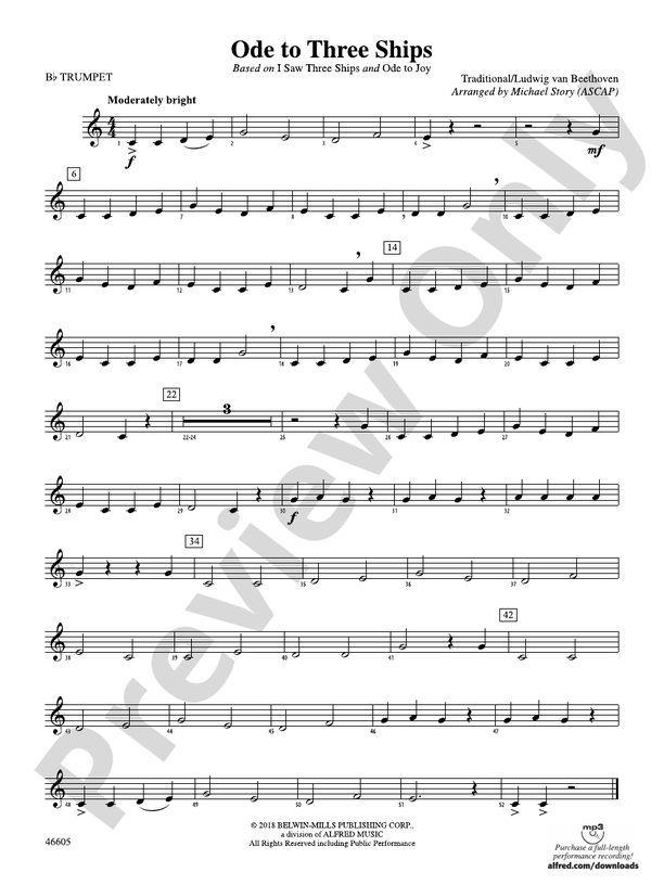 Ode to Three Ships: 1st B-flat Trumpet: 1st B-flat Trumpet Part ...
