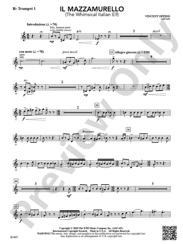 Il Mazzamurello (The Whimsical Italian Elf): B-flat Trumpet 1: B-flat ...