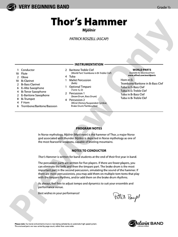 Thor's Hammer: Score: Concert Band Score - Digital Sheet Music Download