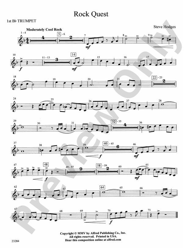 Rock Quest: 1st B-flat Trumpet: 1st B-flat Trumpet Part - Digital Sheet ...