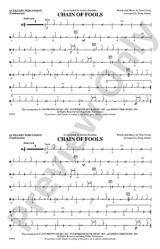 Chain of Fools: Auxiliary Percussion: Auxiliary Percussion Part ...