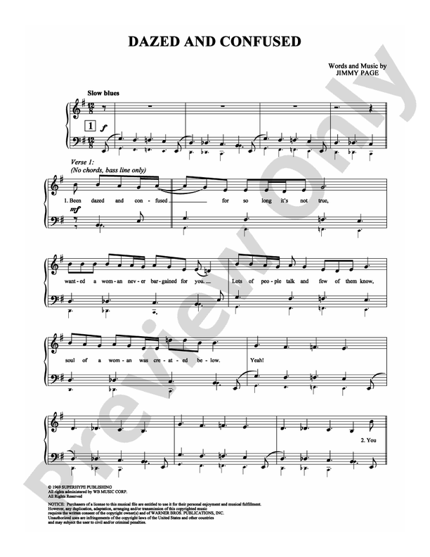 Dazed and Confused: Piano/Vocal/Chords: Led Zeppelin - Digital Sheet ...