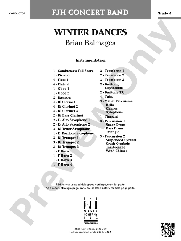 Winter Dances: Concert Band Conductor Score & Parts: Brian Balmages - Digital Sheet Music Download