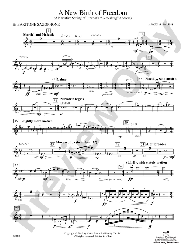 A New Birth of Freedom: E-flat Baritone Saxophone: E-flat Baritone ...