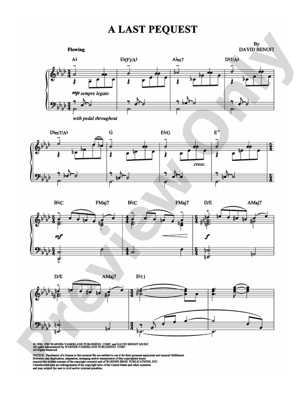 A Last Request: Piano: David Benoit - Digital Sheet Music Download