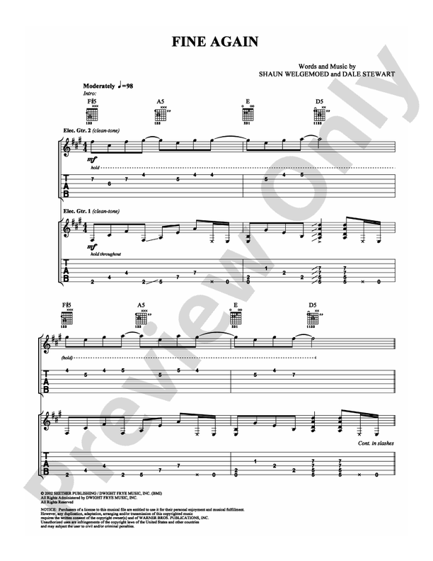 Fine Again: Guitar TAB: Seether - Digital Sheet Music Download