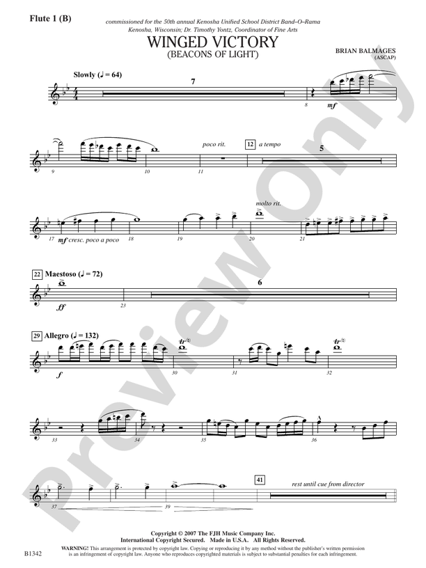 Winged Victory - Intermediate Supplemental Set (B) (Beacons of Light): Flute 1: Flute 1 Part ...