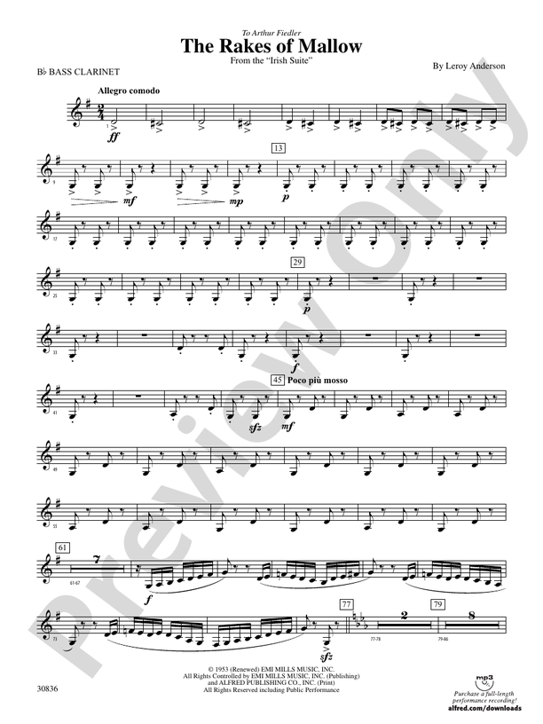 The Rakes of Mallow (from the Irish Suite): B-flat Bass Clarinet: B ...