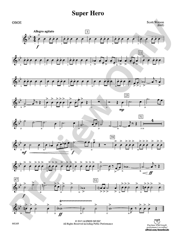 Super Hero: Oboe: Oboe Part - Digital Sheet Music Download
