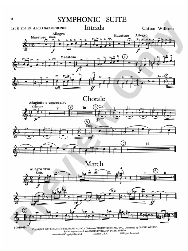 Symphonic Suite: E-flat Alto Saxophone: E-flat Alto Saxophone Part ...