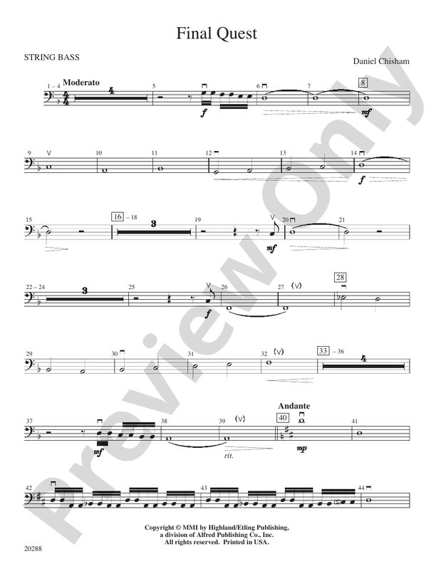 Final Quest: String Bass: String Bass Part - Digital Sheet Music Download Final Quest: String Bass: String Bass Part - Digital Sheet Music Download