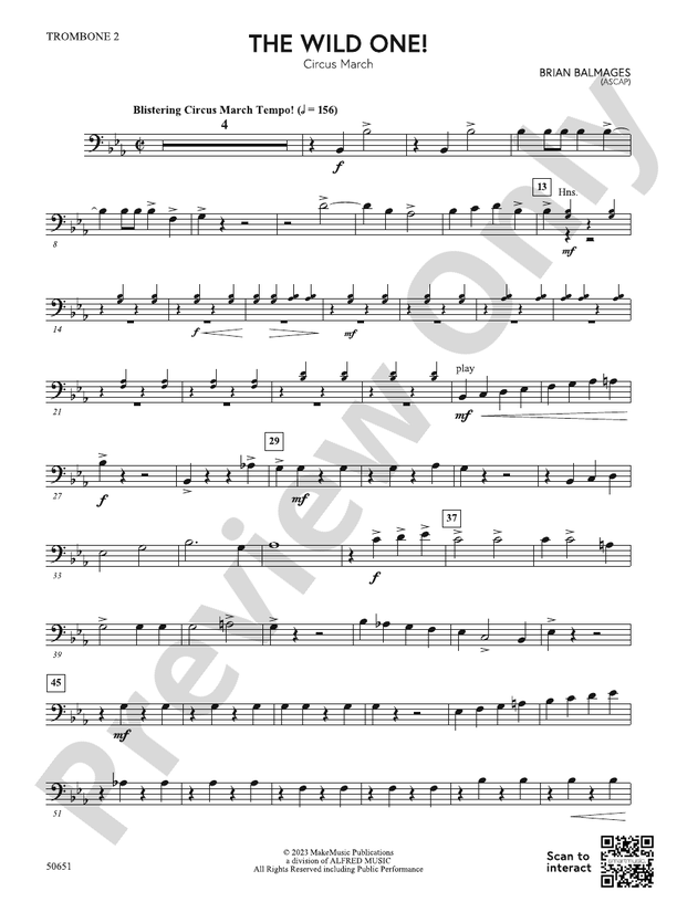 The Wild One!: 2nd Trombone: 2nd Trombone Part - Digital Sheet Music Download
