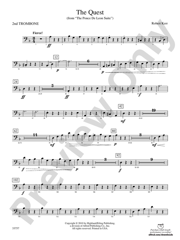 The Quest: 2nd Trombone: 2nd Trombone Part - Digital Sheet Music Download