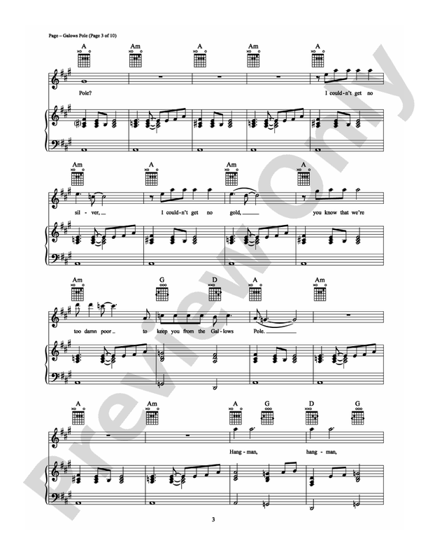 Gallows Pole: Piano/Vocal/Chords: Led Zeppelin - Digital Sheet Music ...