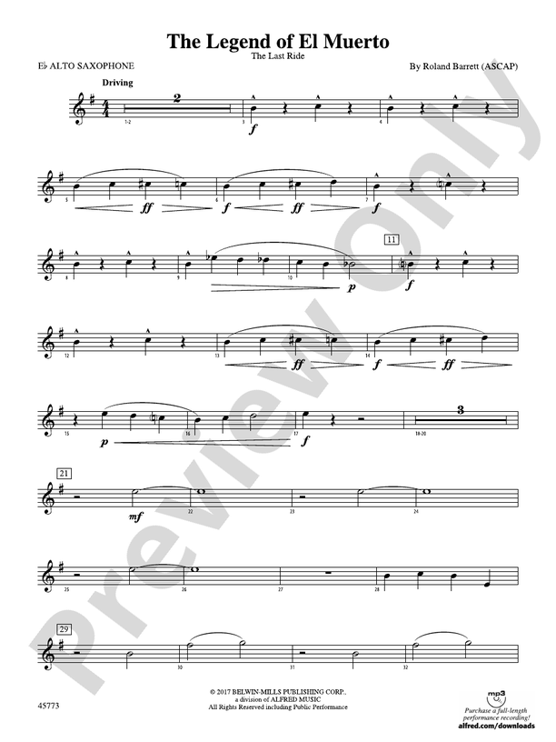 The Legend of El Muerto: E-flat Alto Saxophone: E-flat Alto Saxophone ...