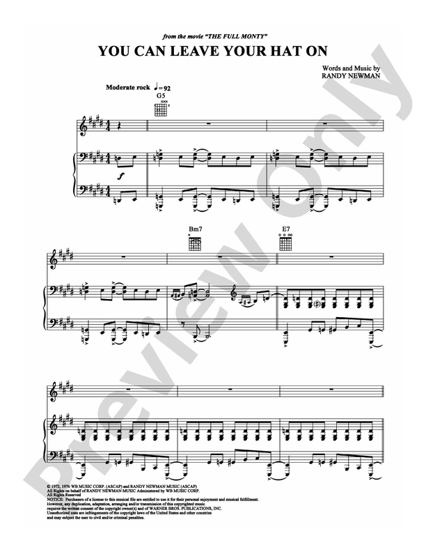 You Can Leave Your Hat On: Piano/Vocal/Chords: Randy Newman - Digital ...