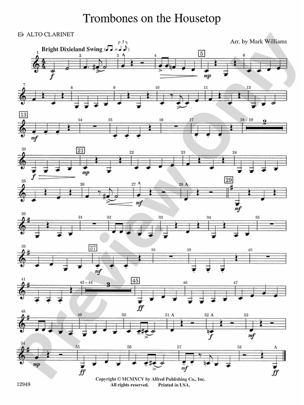Trombones on the Housetop: E-flat Alto Clarinet: E-flat Alto Clarinet ...