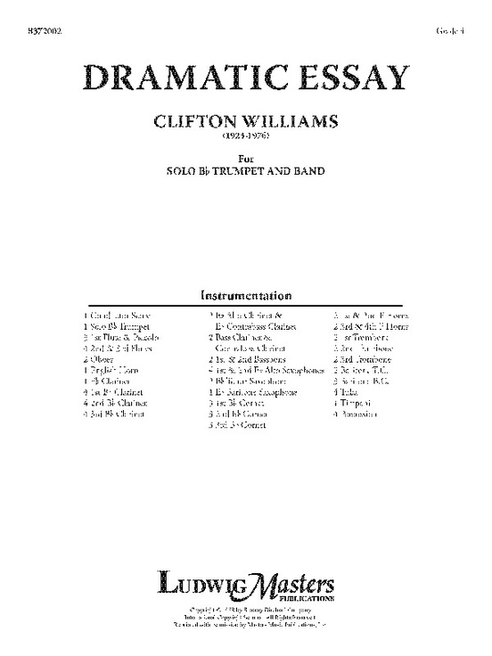 Dramatic Essay for Solo Trumpet and Band: Part(s): Clifton Williams ...
