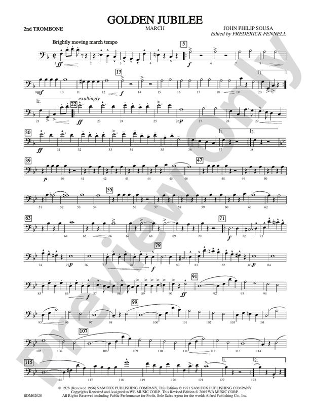 Golden Jubilee: 2nd Trombone: 2nd Trombone Part - Digital Sheet Music Download