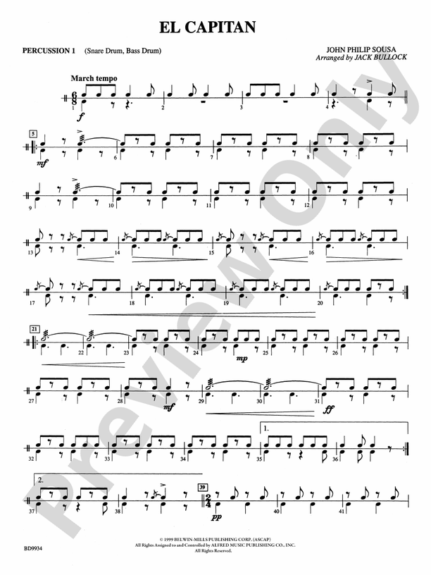 El Capitan: 1st Percussion: 1st Percussion Part - Digital Sheet Music ...