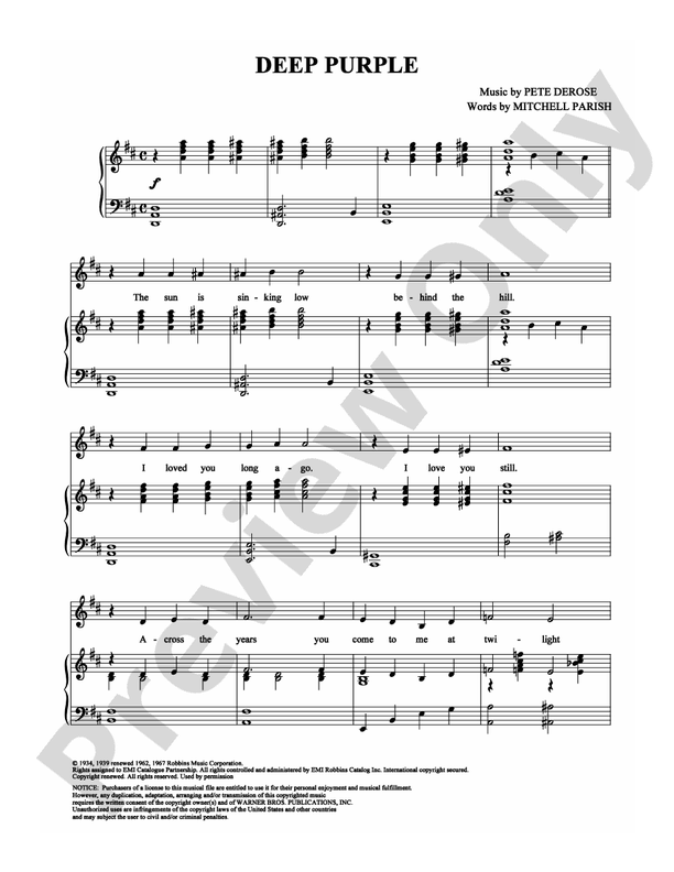 Deep Purple: Piano/Vocal/Chords: Pete Derose - Digital Sheet Music Download