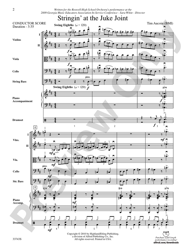 Stringin' at the Juke Joint: String Orchestra Conductor Score & Parts ...