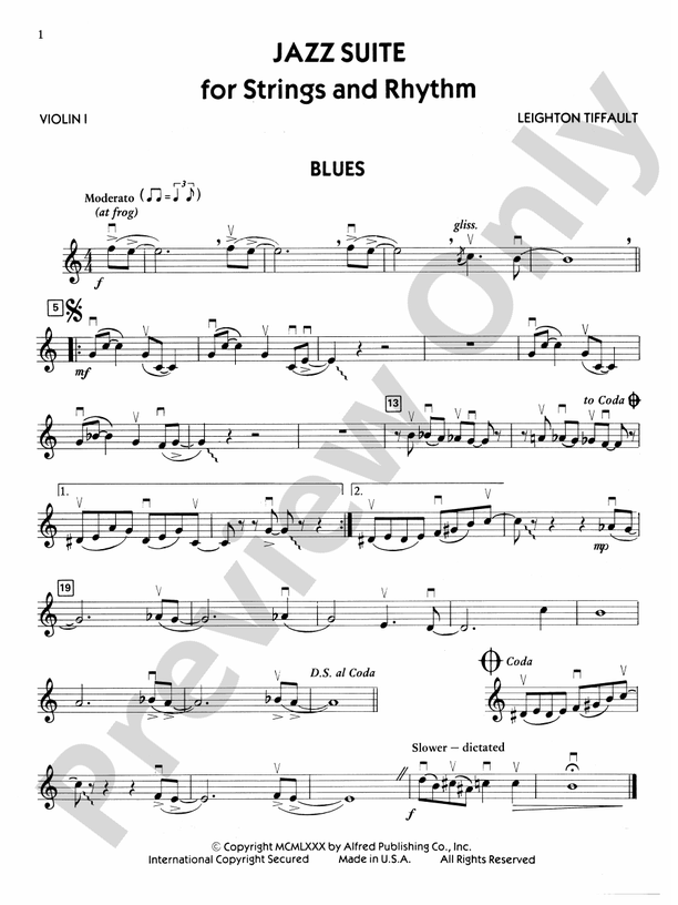 Jazz Suite for Strings and Rhythm: 1st Violin: 1st Violin Part ...