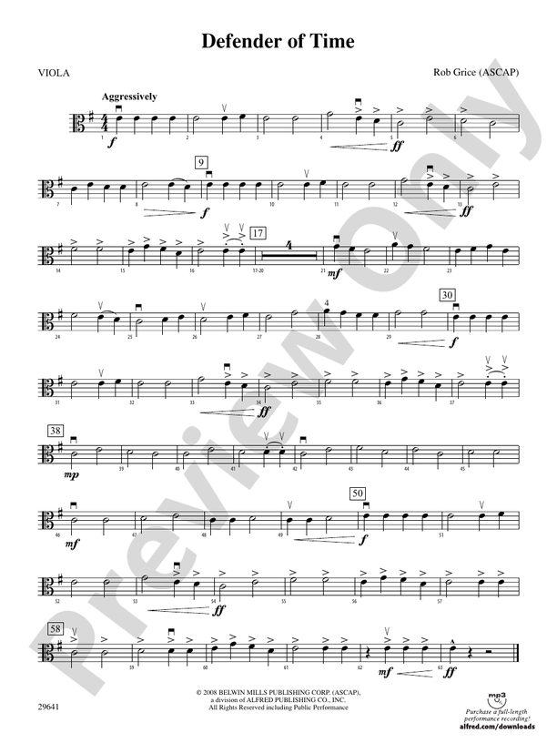 Defender of Time: Viola: Viola Part - Digital Sheet Music Download