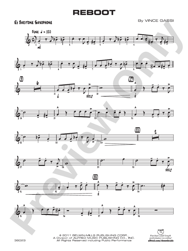 Reboot: E-flat Baritone Saxophone: E-flat Baritone Saxophone Part - Digital Sheet Music Download