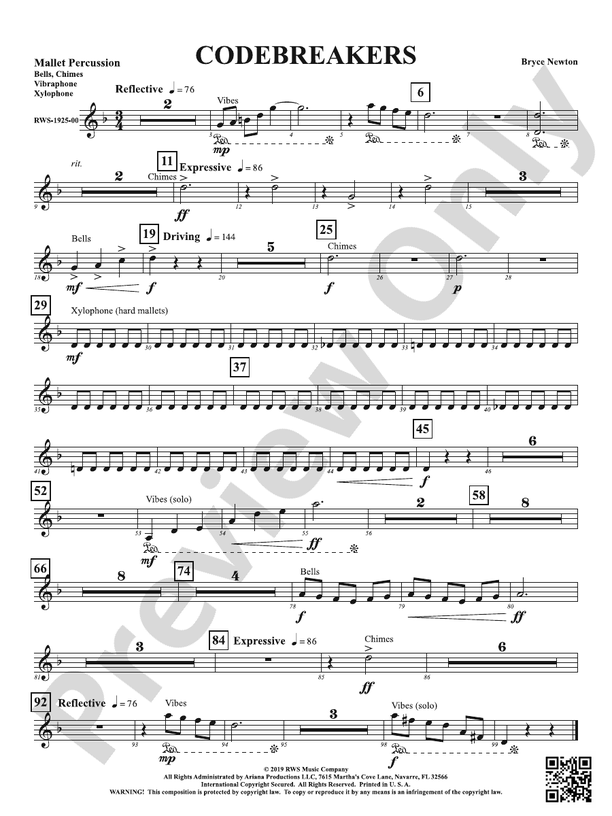 Codebreakers: 1st Mallet Percussion: 1st Mallet Percussion Part: Bryce ...