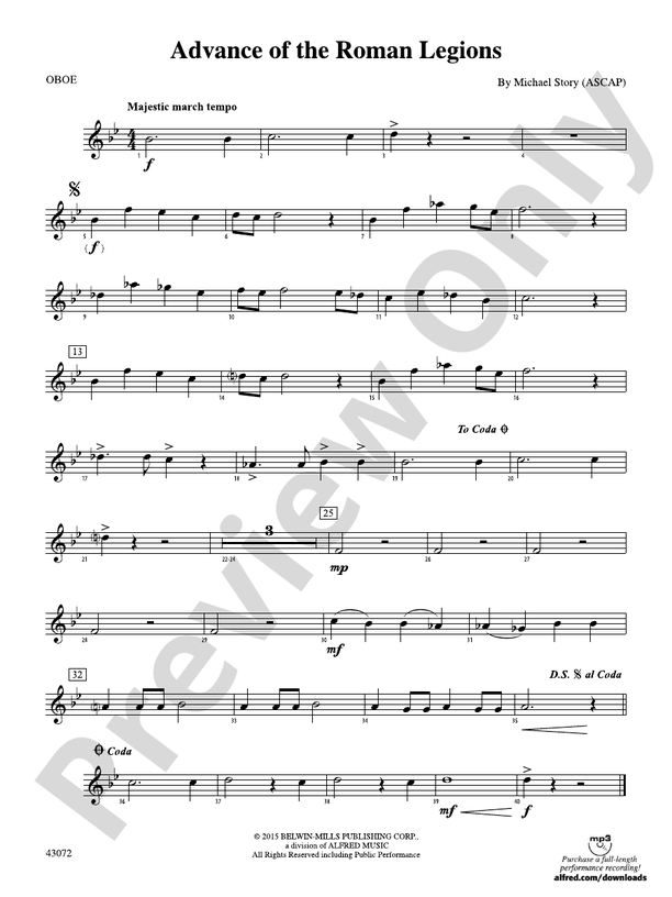 Advance of the Roman Legions: Oboe: Oboe Part - Digital Sheet Music ...