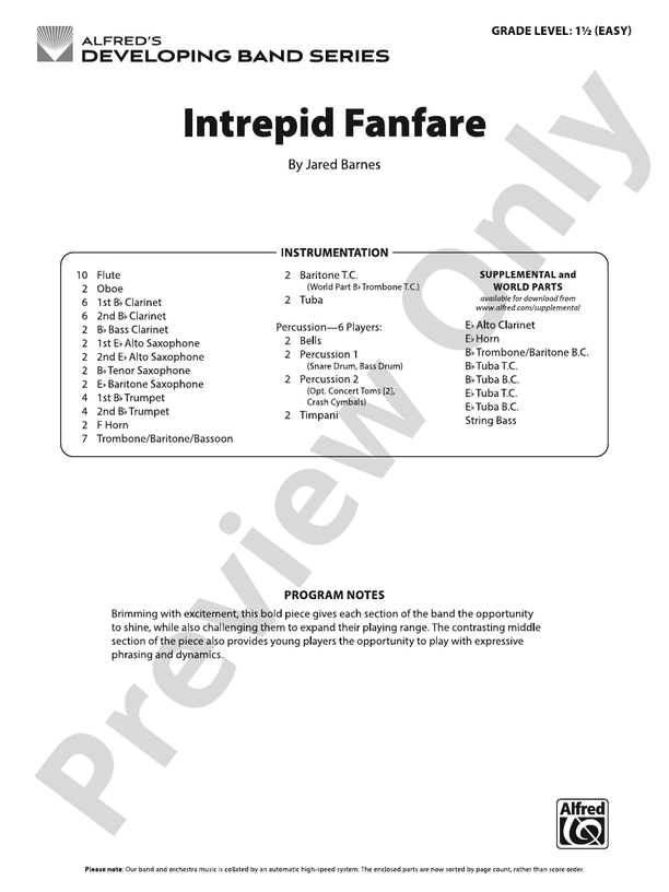Intrepid Fanfare: Score: Concert Band Score - Digital Sheet Music Download