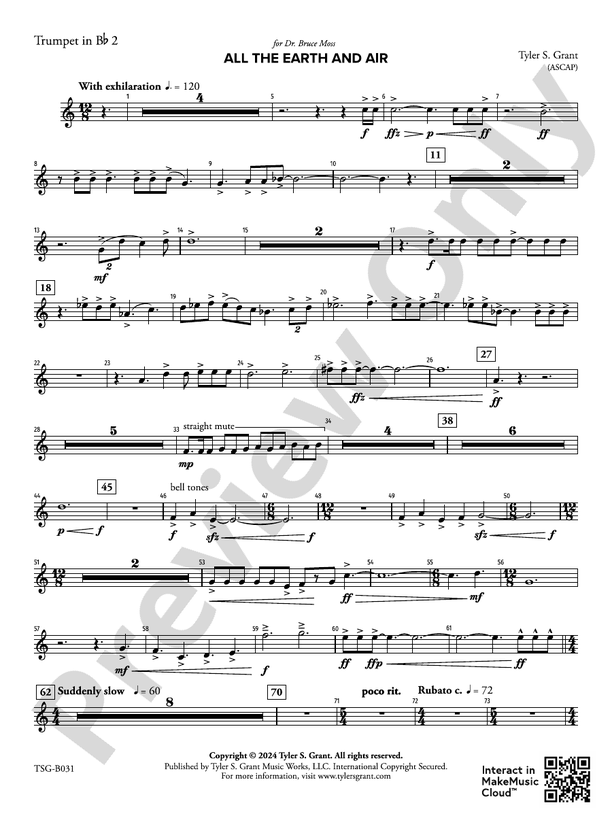 All the Earth and Air: 2nd B-flat Trumpet: 2nd B-flat Trumpet Part: Tyler S. Grant - Digital ...
